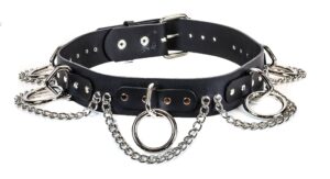 chain bondage belt genuine black leather hanging large ring (32)