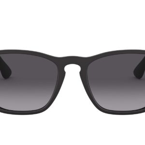 Ray-Ban RB4187F Chris Low Bridge Fit Square Sunglasses, Rubber Black/Light Grey Gradient Dark Grey, 54 mm