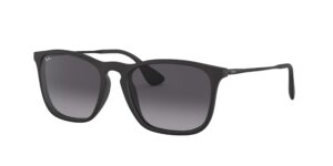 ray-ban rb4187f chris low bridge fit square sunglasses, rubber black/light grey gradient dark grey, 54 mm