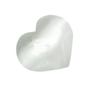 1x - azuregreen small white selenite heart 1.25" - 2"