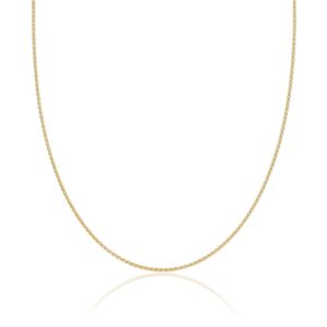 2mm thick 14k gold plated solid sterling silver 925 italian spiga wheat chain necklace chocker bracelet anklet - 6", 8", 10", 12", 14", 16", 18", 20", 22", 24", 26", 28", 30", 32", 34", 36", 38", 40"