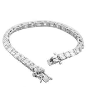 My Daily Styles 925 Sterling Silver Round Baguette White Clear CZ Classic Tennis Bracelet