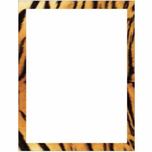 tiger print border stationery letter paper - wildlife animal theme design - gift - business - office - party - school supplies