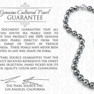 The Pearl Source 8-9mm Genuine Black Tahitian South Sea Cultured Pearl & Cubic Zirconia Ashley Ring for Women