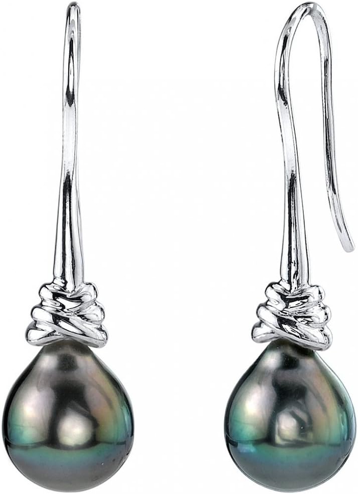 THE PEARL SOURCE Genuine Baroque Black Tahitian South Sea Cultured Pearl Denise Earrings for Women