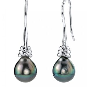 THE PEARL SOURCE Genuine Baroque Black Tahitian South Sea Cultured Pearl Denise Earrings for Women