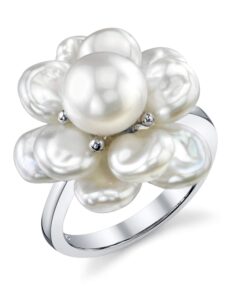 the pearl source keshi genuine white freshwater cultured pearl ring for women