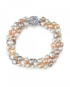 the pearl source 5-6mm genuine multicolor freshwater cultured pearl bracelet for women