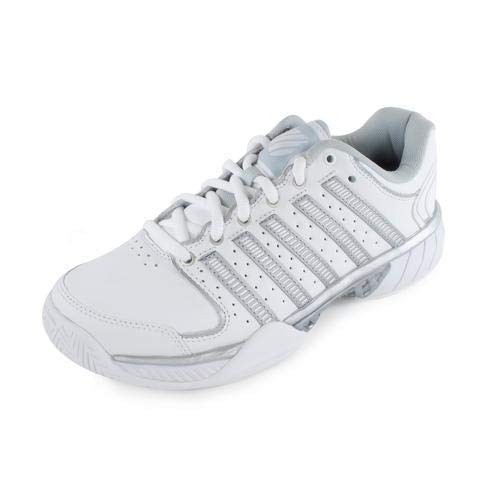 K-Swiss Women's Hypercourt Express Leather Tennis Shoe, White/Silver/Glacier Gray, 8 M