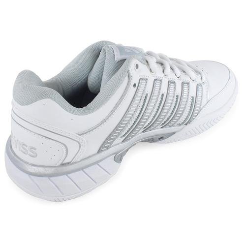 K-Swiss Women's Hypercourt Express Leather Tennis Shoe, White/Silver/Glacier Gray, 8 M