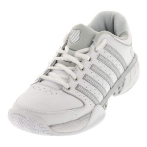 K-Swiss Women's Hypercourt Express Leather Tennis Shoe, White/Silver/Glacier Gray, 8 M