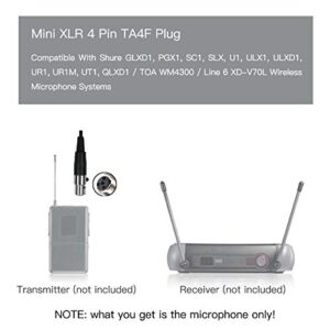 J K MIC-J 044 Lavalier Lapel Clip On Omni-directional Condenser Microphone Compatible with Shure Wireless Transmitter (Mini XLR TA4F Connector)