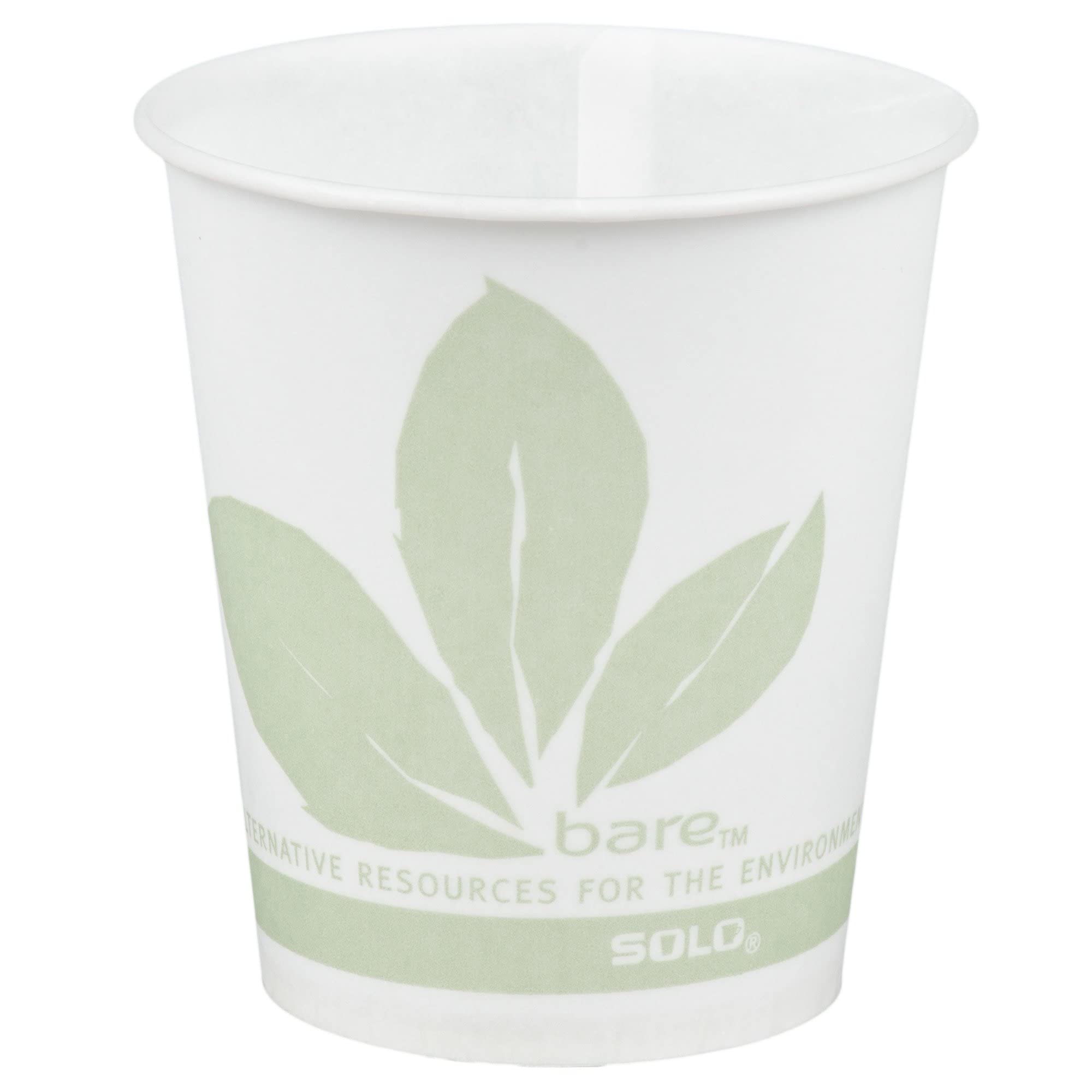 Bare Eco-Forward Leaf Print Disposable Wax Coated Paper Drinking Cup 5 oz. 100 Ct