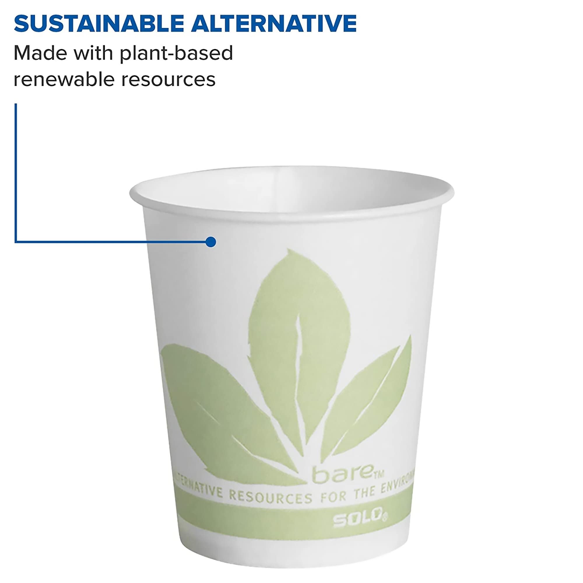 Bare Eco-Forward Leaf Print Disposable Wax Coated Paper Drinking Cup 5 oz. 100 Ct