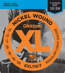 d'addario electric guitar strings | 3 pack | 7 string set | exl110-7 | light