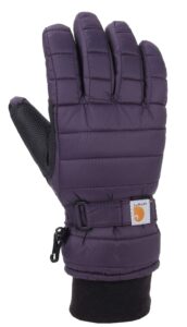 carhartt women's quilts insulated breathable glove with waterproof wicking insert, nightshade, small