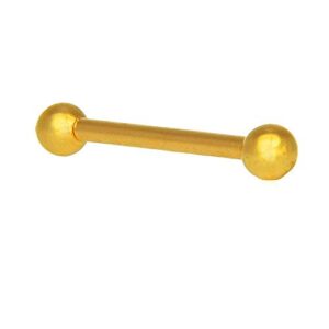 14k solid gold yellow barbell ball eyebrow ring body jewelry, 16 gauge