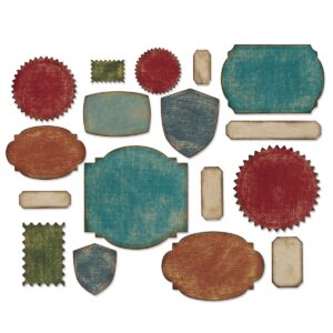 sizzix, multi thinlits die set , labels by tim holtz, 17 pack, color, one size