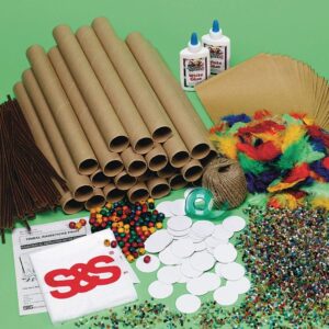 S&S Worldwide Tribal Rainsticks Craft Kit, DIY For Kids, Classroom, Camp, After School, Educational, Multicultural Craft, Native American, Falling Rain Sound, All Supplies Included, 15" Long, Makes 24