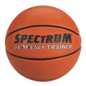 s&s worldwide spectrum 2x heavy training official size rubber basketball. weighs 2 times the weight of standard basketball to build arm and wrist strength. indoor & outdoor ball with deep seams.