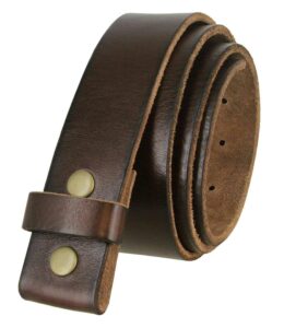 100% one-piece full grain leather belt strap with no slot hole 1-1/2"(38mm) wide (brown, 34)