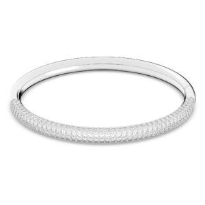 swarovski dextera women's bangle bracelet, medium bracelet with clear crystal pavé on a rhodium finished band with hinge closure