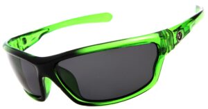 nitrogen men's rectangular sports wrap 65mm green polarized sunglasses, medium