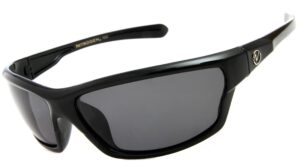 nitrogen men's rectangular sports wrap 65mm black polarized sunglasses