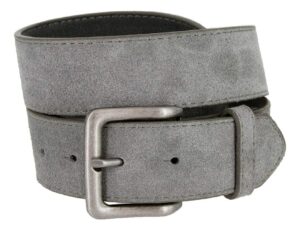 square buckle casual jean suede leather belt 1 1/2" wide (gray, 34)