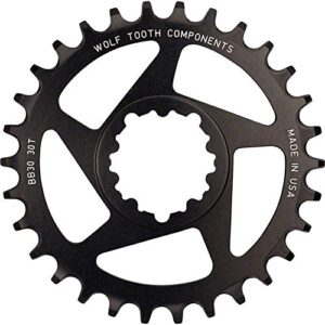 Wolf Tooth Direct Mount Round Mountain Bike Chainring for SRAM Cranks (34 Tooth, Drop-Stop A, 0mm Offset for BB30 Short Spindle cranks, MTB)