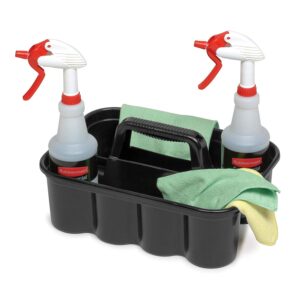 Rubbermaid Commercial Products Deluxe Carry Caddy, Black, Cleaning Storage for Wipes/Spray Bottles/Brushes/Dustpans/Gloves, Pack of 6