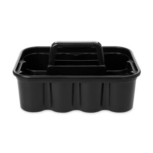 Rubbermaid Commercial Products Deluxe Carry Caddy, Black, Cleaning Storage for Wipes/Spray Bottles/Brushes/Dustpans/Gloves, Pack of 6