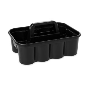 Rubbermaid Commercial Products Deluxe Carry Caddy, Black, Cleaning Storage for Wipes/Spray Bottles/Brushes/Dustpans/Gloves, Pack of 6