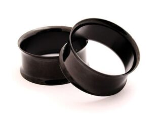 mystic metals body jewelry black steel double flare tunnels - 1-1/8 inch - 28mm - sold as a pair