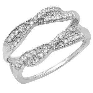 dazzlingrock collection round white diamond crisscross enhancer guard anniversary band for women (0.40 ct) in 14k white gold size 7