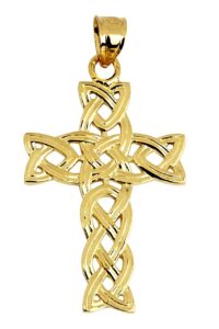 10k yellow gold celtic trinity cross pendant