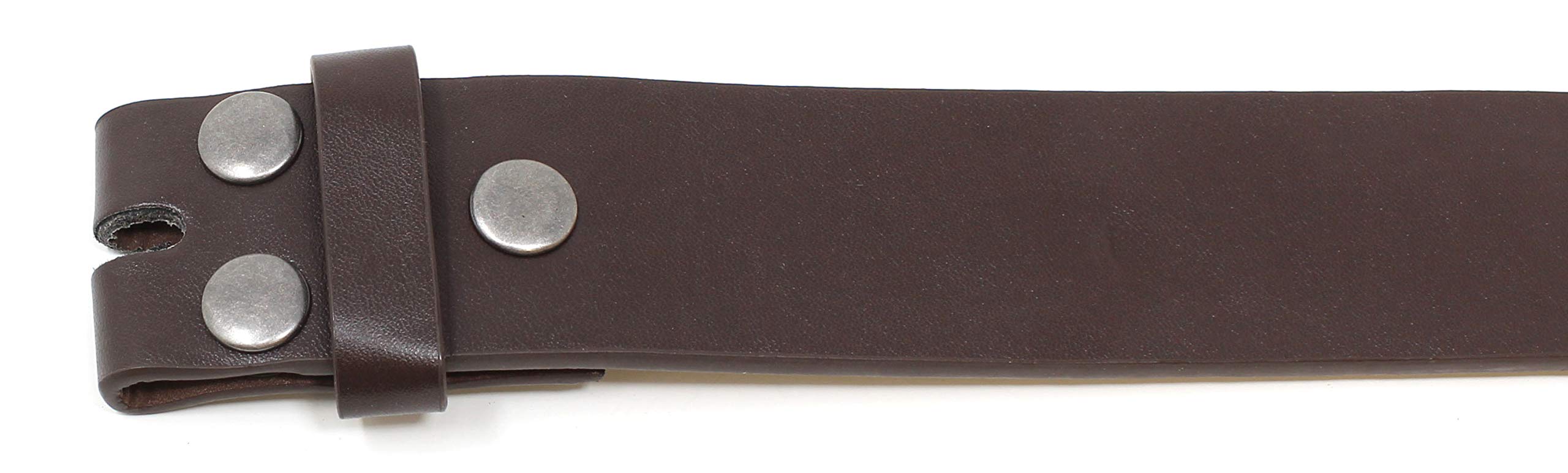 BC Belts Leather Belt Strap with Smooth Grain Finish 1.5" Wide with Snaps (Brown-M)