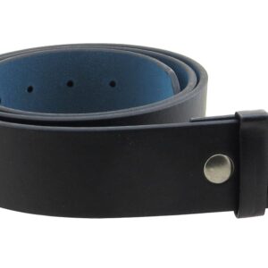 BC Belts Leather Belt Strap with Smooth Grain Finish 1.5" Wide with Snaps (Black-M)