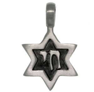 jewelry trends antiqued pewter star of david with chai symbol pendant