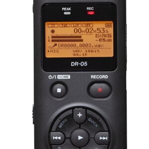 Tascam Portable Studio Recorder, Black, 7.5 x 2.4 x 1.2 inches (DR-05V2)