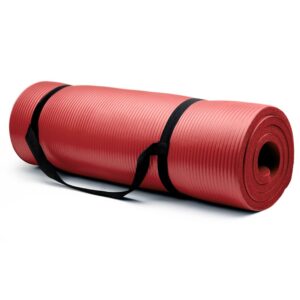 extra thick yoga mat, 5/8 inch (16 mm) with no stick ridge - non-slip grip foam cushion aid with carrying strap for workouts or physical therapy