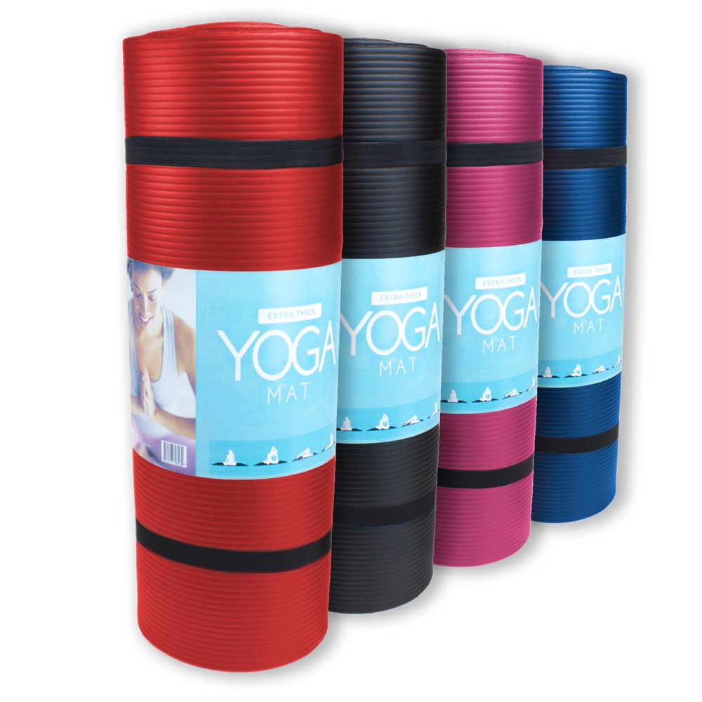 Extra Thick Yoga Mat, 5/8 Inch (16 mm) with No Stick Ridge - Non-Slip Grip Foam Cushion Aid with Carrying Strap for Workouts or Physical Therapy