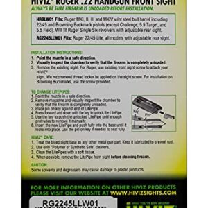 HIVIZ RG2245LLW01 Interchangeable Front Handgun Sight for Ruger 22/45 Lite Model