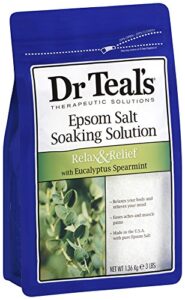 dr. teal's epsom salt soaking solution, eucalyptus spearmint, 48 ounce (pack of 4) (packaging may vary)