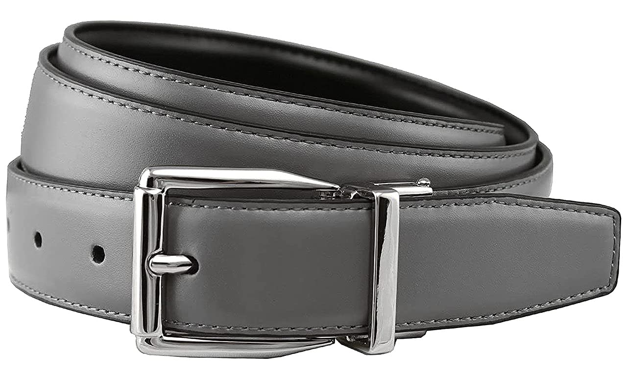 4010R-NP-RB30 Reversible Belt Genuine Leather Dress Casual Belt 1-1/8"(30mm) Wide (Black/Gray, 36)