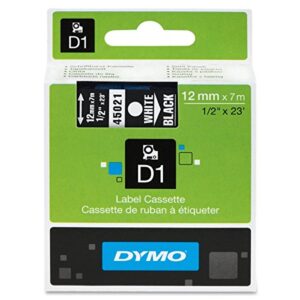 dymo d1 45021 tape cartridge, white on black, 0.5" x 23'-black, 2 pk