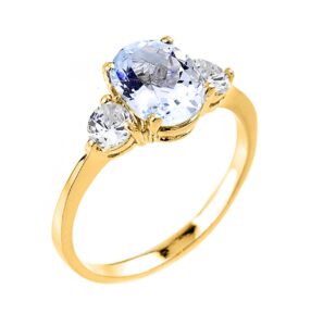 dainty 14k yellow gold aquamarine 3-stone engagement ring (size 6)