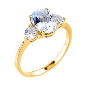 Dainty 14k Yellow Gold Aquamarine 3-Stone Engagement Ring (Size 6)