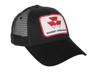 j&d productions black massey ferguson tractor logo hat with mesh back