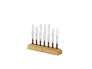 planetary tuning fork 7 piece chakra set with exact pitch and frequency — made in germany — for meditation, sound healing therapy and yoga, 2-year warranty brown